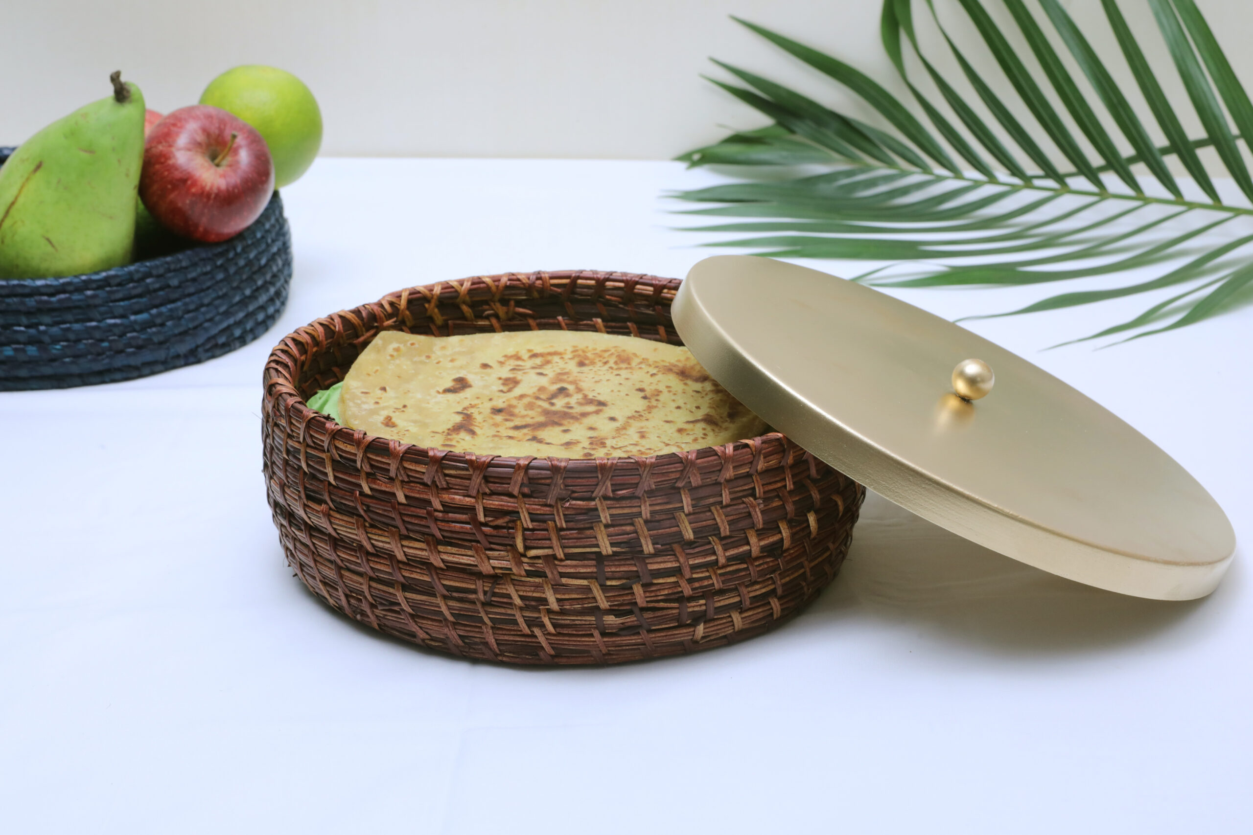 Dazor | Hand Crafted Roti Box Metal Lid - Brown - Dazor