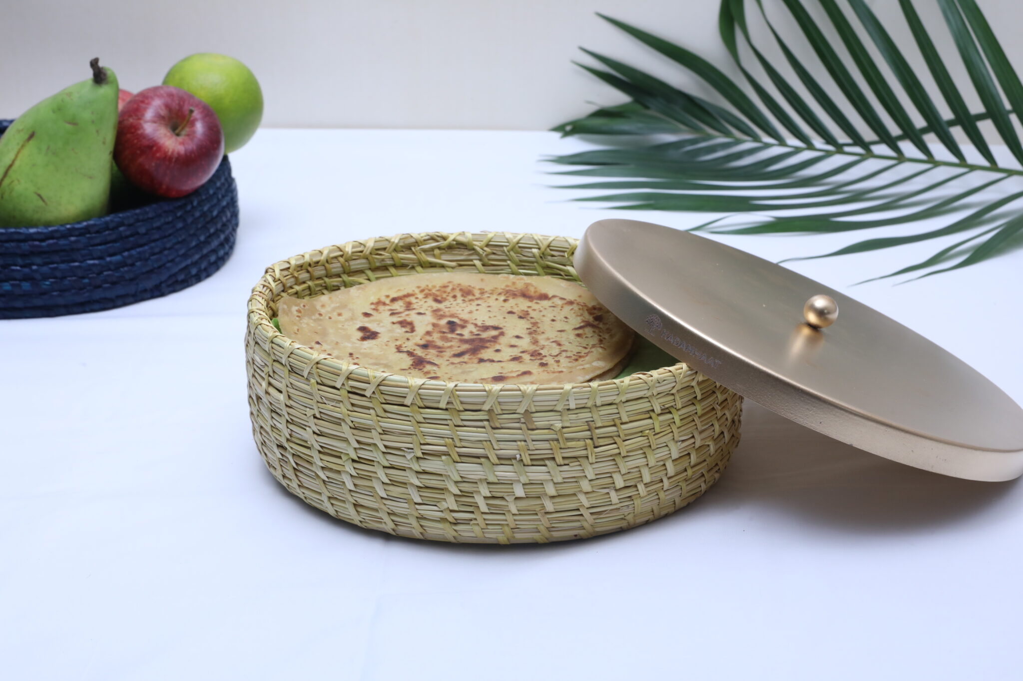 Dazor | Hand Crafted Sikki Roti Box Metal Lid - Natural - Dazor