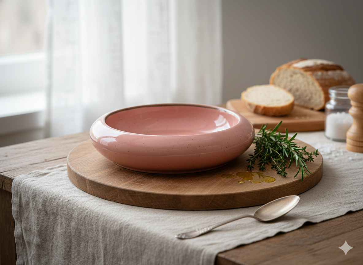 Dazor | Stoneware Ceramic Pan Asian Platter Round Peach - Orbique - Dazor