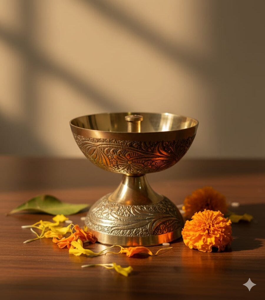 Dazor | Pure Brass Meenakari Akhand Deepak – Eternal Brass Oil Lamp for ...